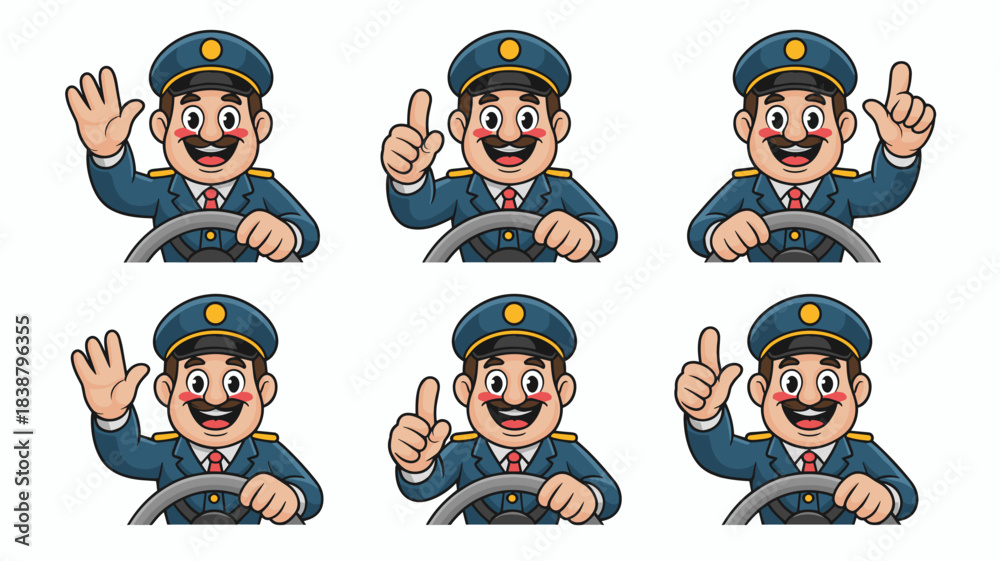 Professional cartoon chauffeur character, an essential transport ...