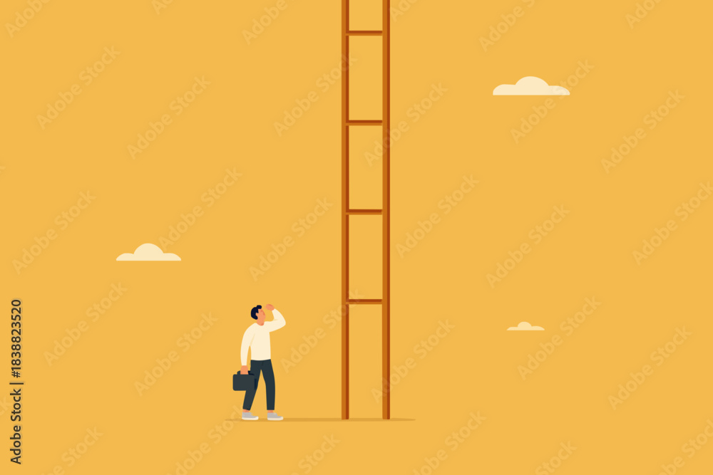 difficult step to take in business success with confused businessman ...