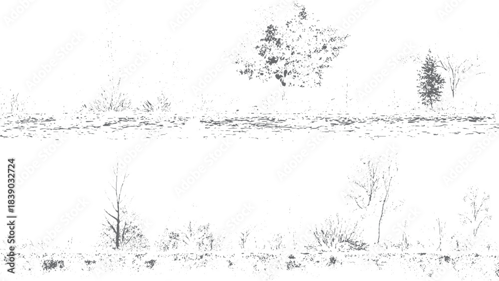 Minimalist CAD tree line set for architectural and landscape design ...