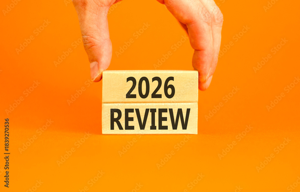 2026 Review symbol. Concept words 2026 Review on beautiful wooden ...
