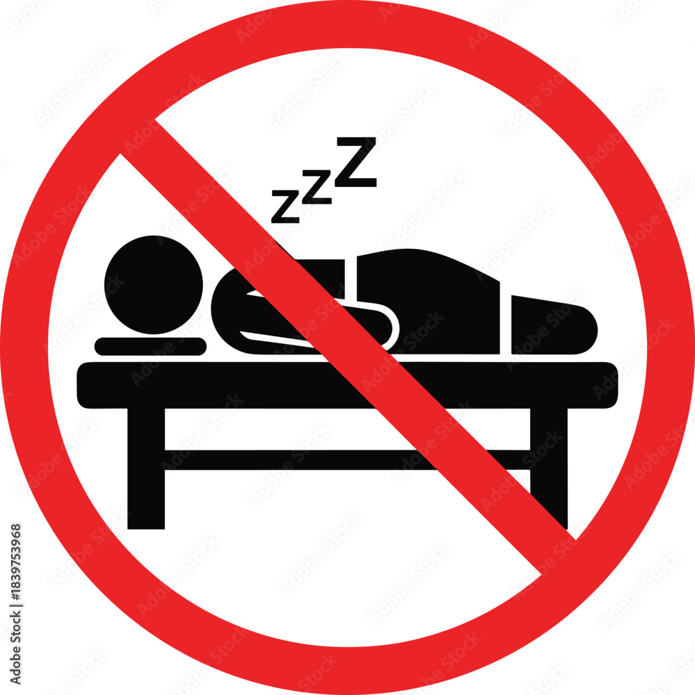 Stock-Vektorgrafik „No sleeping sign symbol showing prohibition of ...