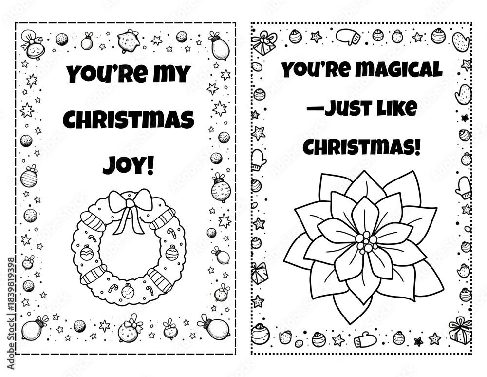 Illustration Stock Cute Christmas Kids Lunch Box Notes Printable Set ...