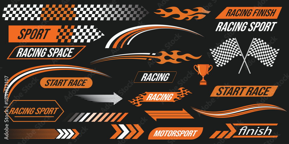 Racing Graphics Elements A vibrant and dynamic collection of racing ...