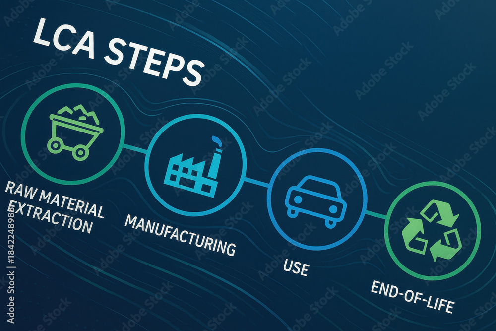 Stock-Illustration „LCA steps infographic showing raw material ...