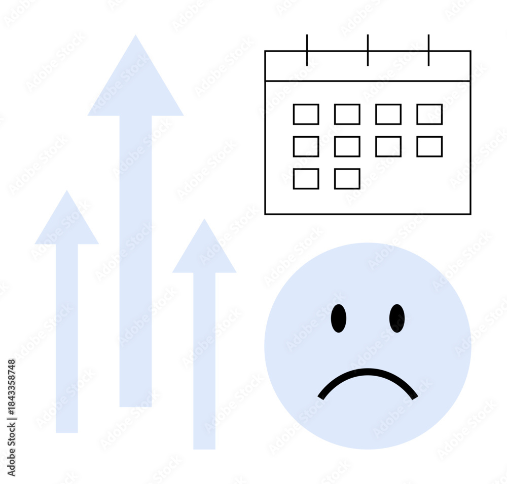 Growth challenges. Growth ed by arrows paired with a calendar and a sad ...