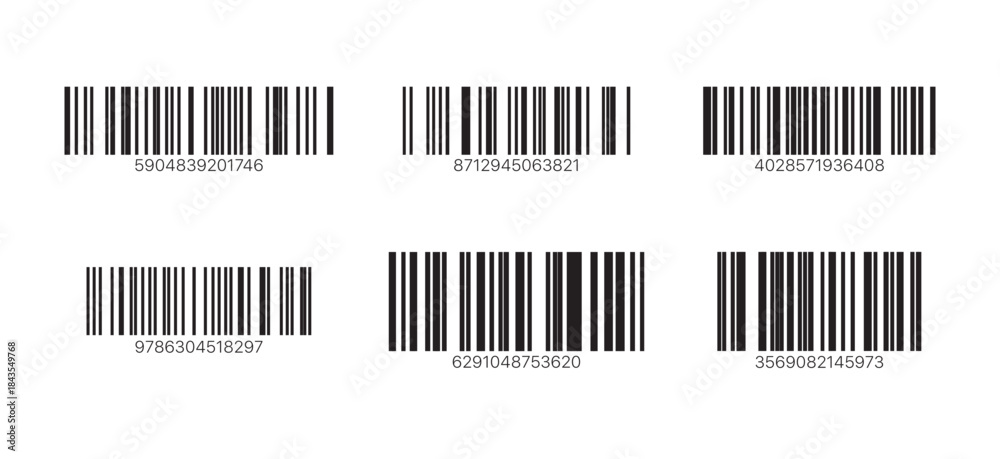 Barcode icon with numbers, simple fake bar code vector tag for product ...