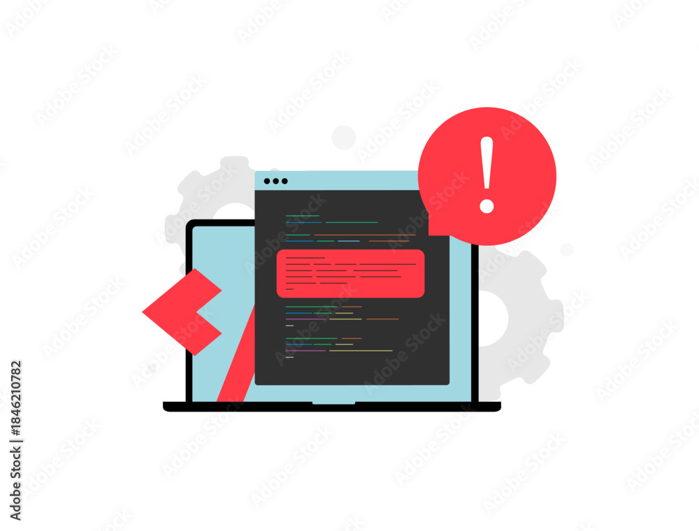 Vector de Stock Code inspection debugging process for fix script and ...