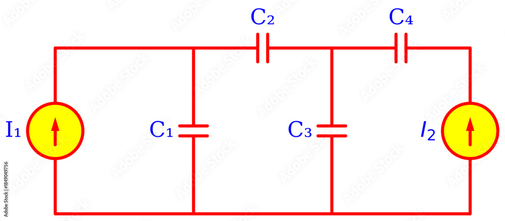 Editable Capacitive Network Circuit Diagram with Multiple Capacitors ...