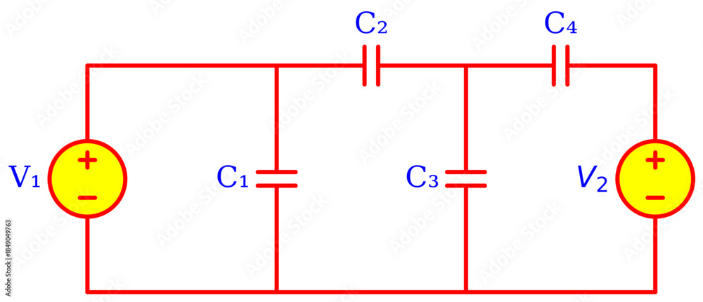 Editable Capacitive Network Circuit Diagram with Multiple Capacitors ...