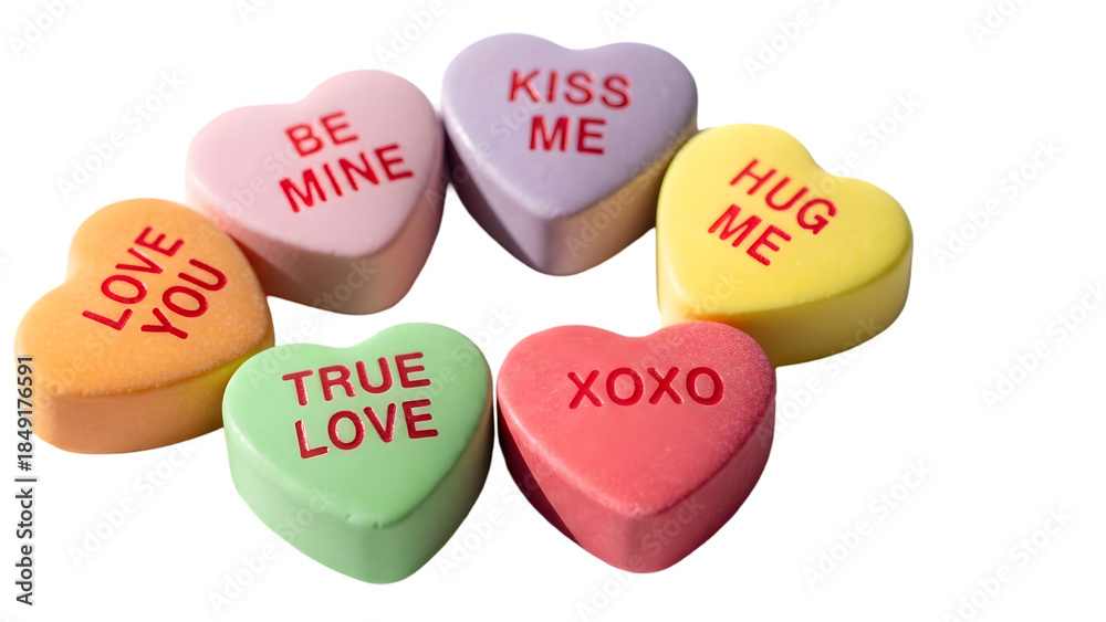 Colorful conversation hearts with romantic messages Stock Illustration ...