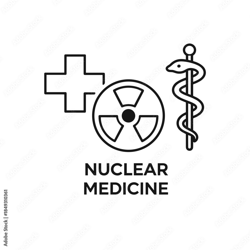 Stock-Vektorgrafik „Outline icon illustrating nuclear medicine with ...