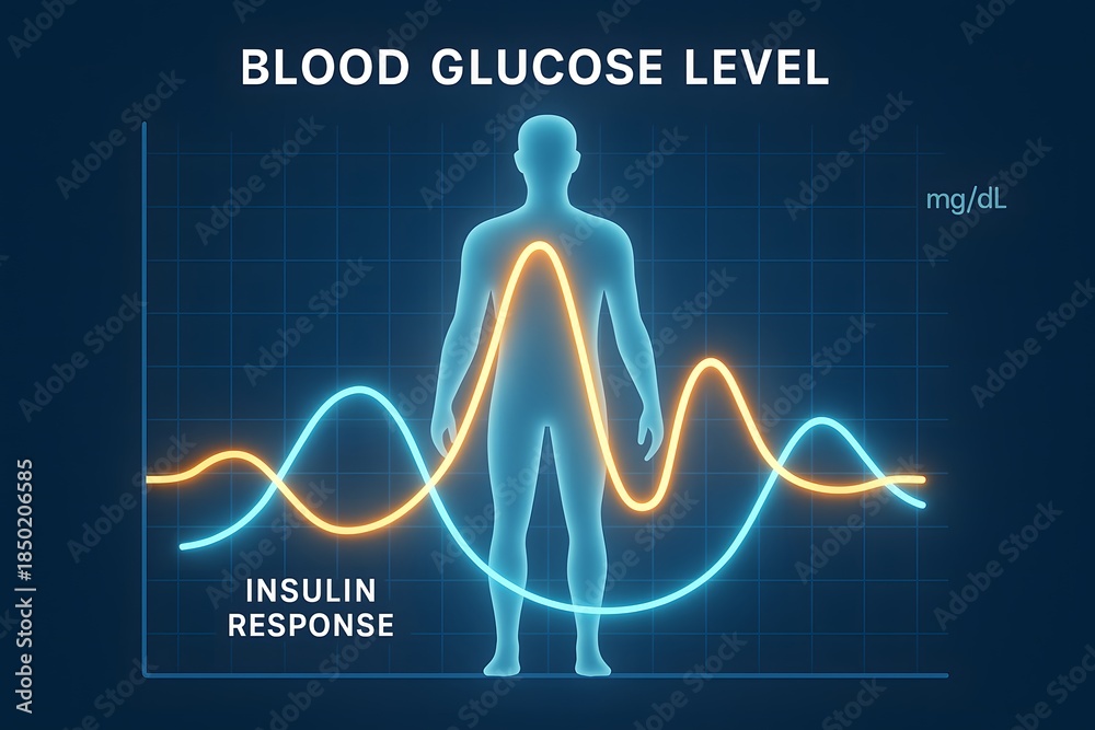 Ilustración de Stock Blood Glucose and Insulin Concept. A non-invasive ...