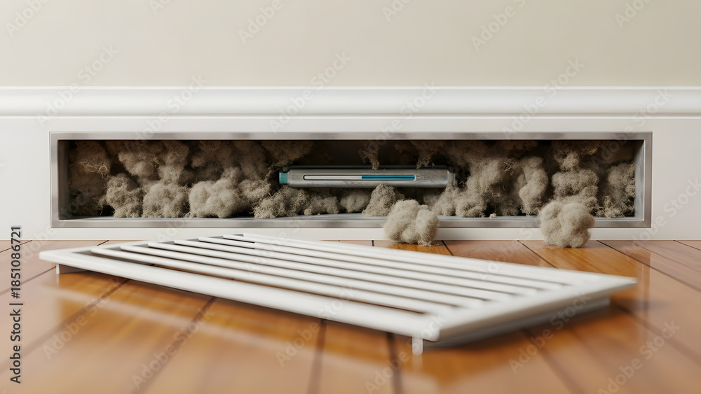 Massive dust buildup inside HVAC floor air vent with register removed ...