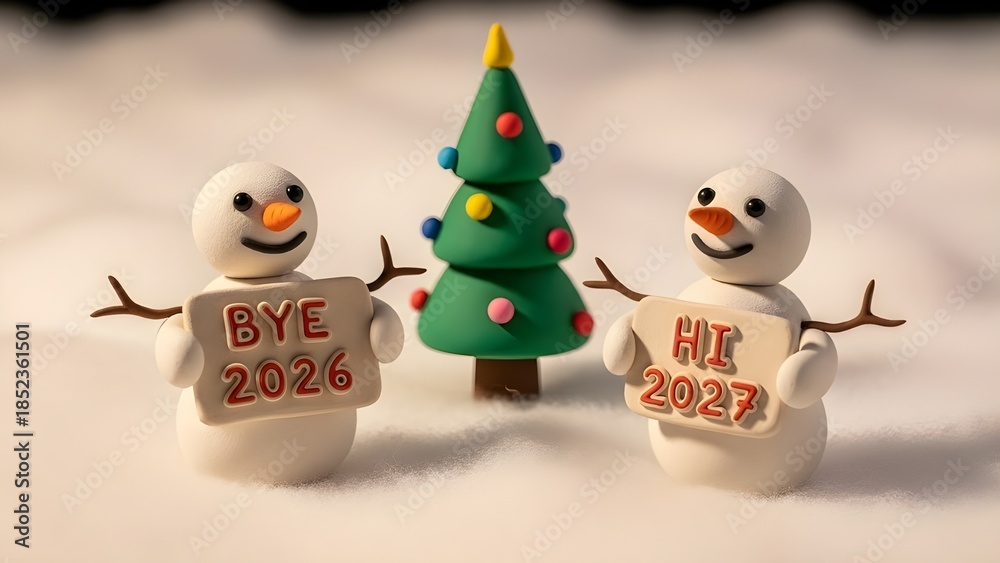 Cute Claymation Snowmen Saying Bye 2026 Hi 2027 Stop Motion Christmas ...