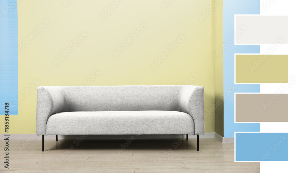 Stylish living room with sofa. Interior design with color of 2026 year ...