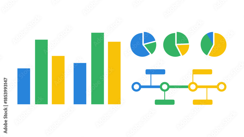Minimal business infographic set. Bar charts, pie diagrams, timeline ...