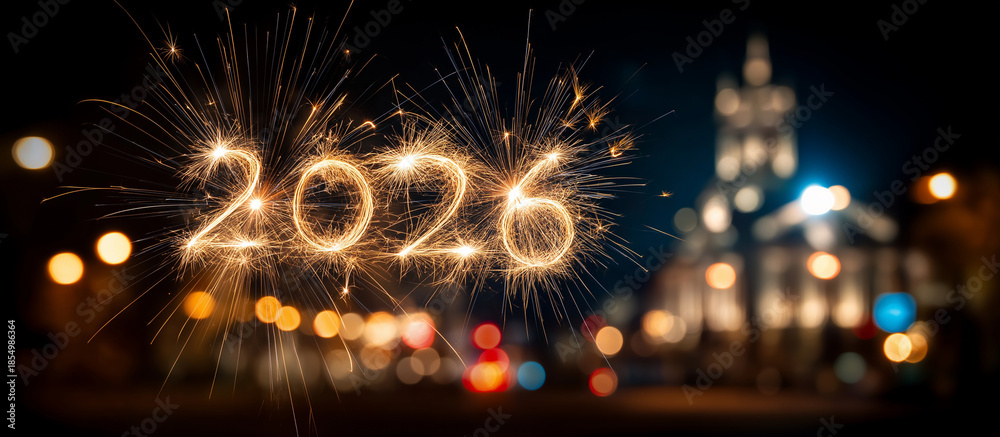 Stock-Foto „2026 number construction theme heavily defocused background ...