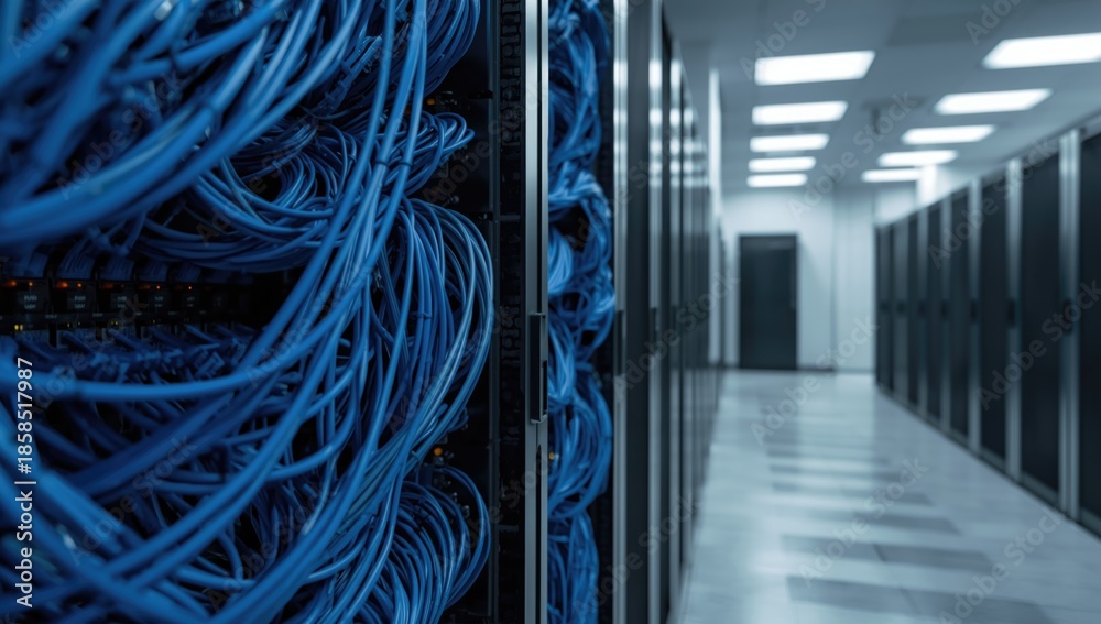 LAN cable routing in a data centers wire corridor, supporting network ...
