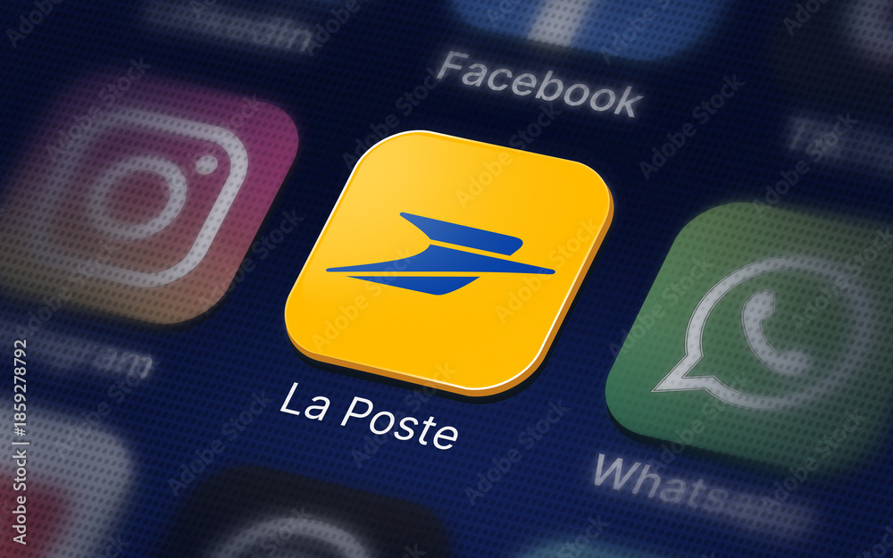 ภาพถ่าย Stock La poste logo sur un écran numérique | Adobe Stock