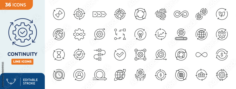 Continuity line editable icon set. Editable stroke. Vector Illustration ...