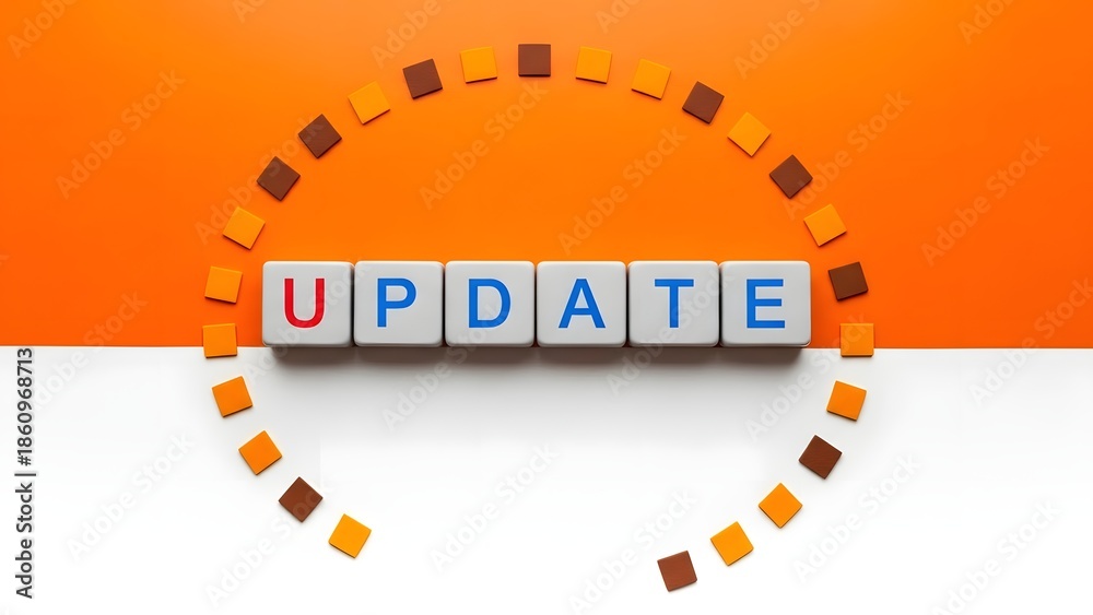 Dynamic visual representation of the update process with letter blocks ...