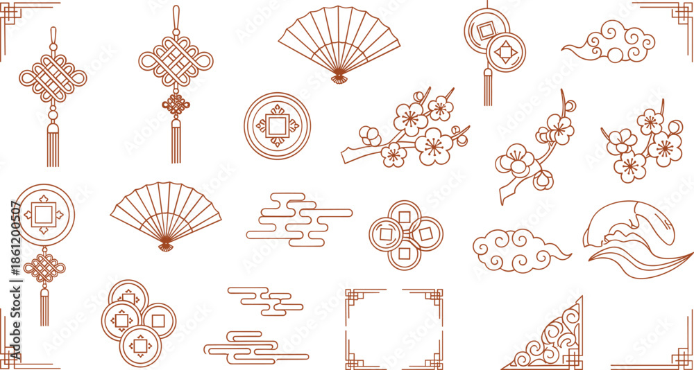Elegant traditional Chinese design elements and symbols Stock Vector ...