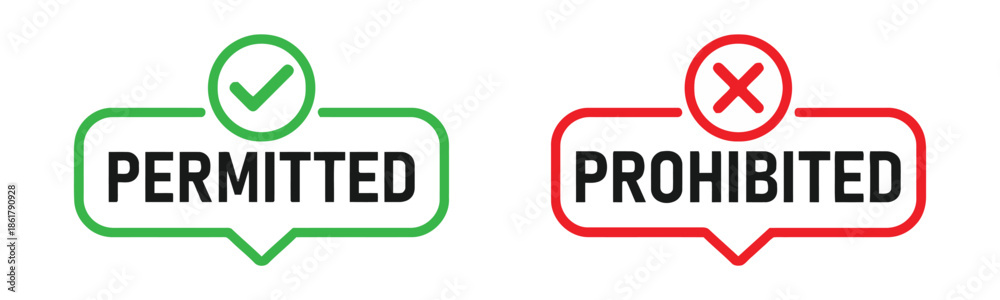 Permitted and Prohibited Icon Concept Check Mark and Cross Sign Stock ...