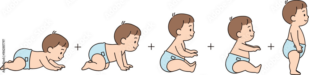 Vector de Stock Stages of baby growth and development from crawling to ...