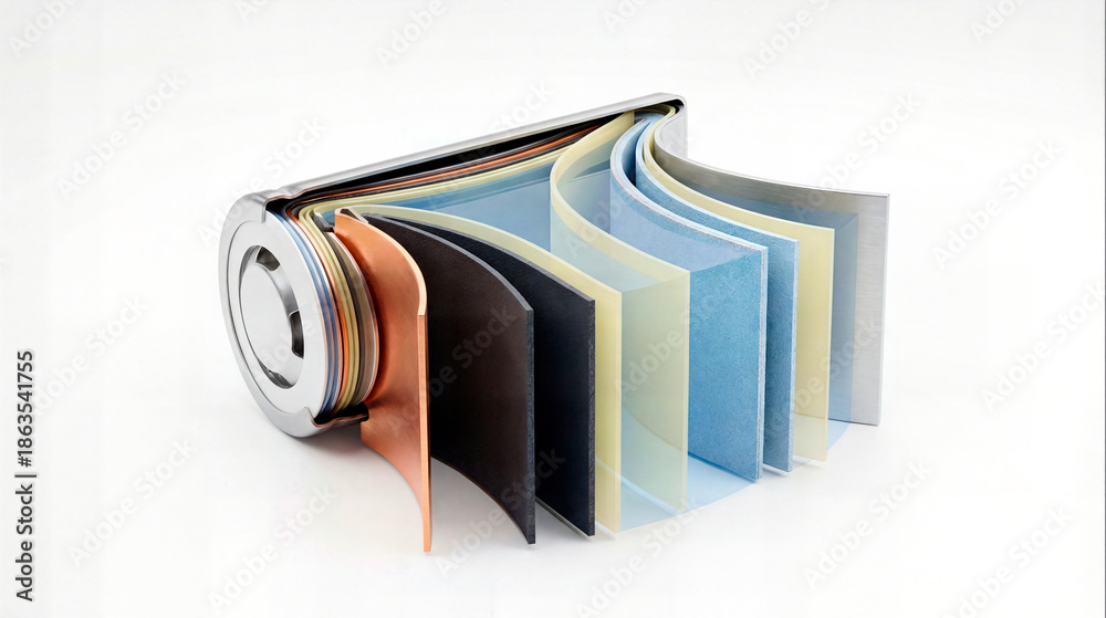 Stock-Foto „Detailed technical cutaway view of modern lithium-ion ...