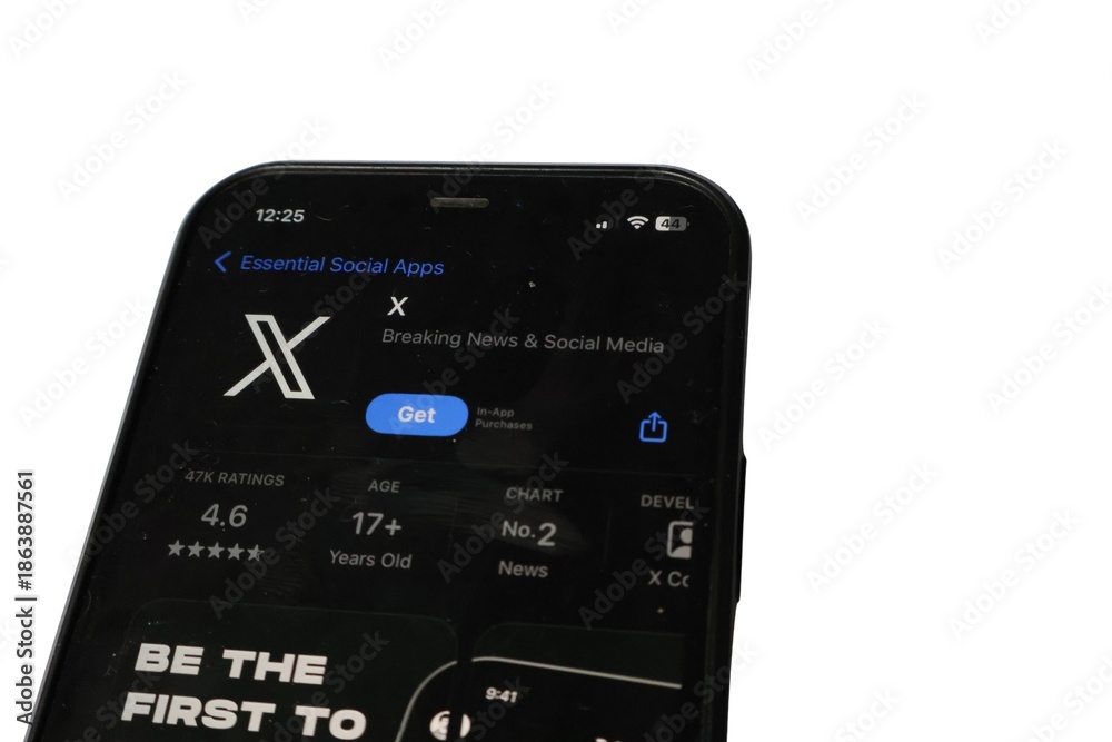 X Twitter App Store Page on iPhone Screen Close-up Editorial Concept ...