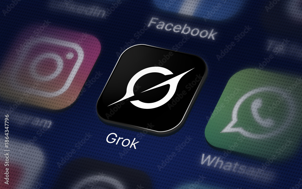 Grok Company logo on the smartphone Stock Photo | Adobe Stock