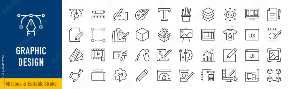 Graphic design web icons in line style. Icons for graphic designer ...