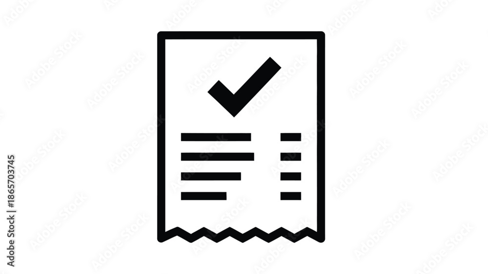 Simple black and white icon representing a successfully completed ...