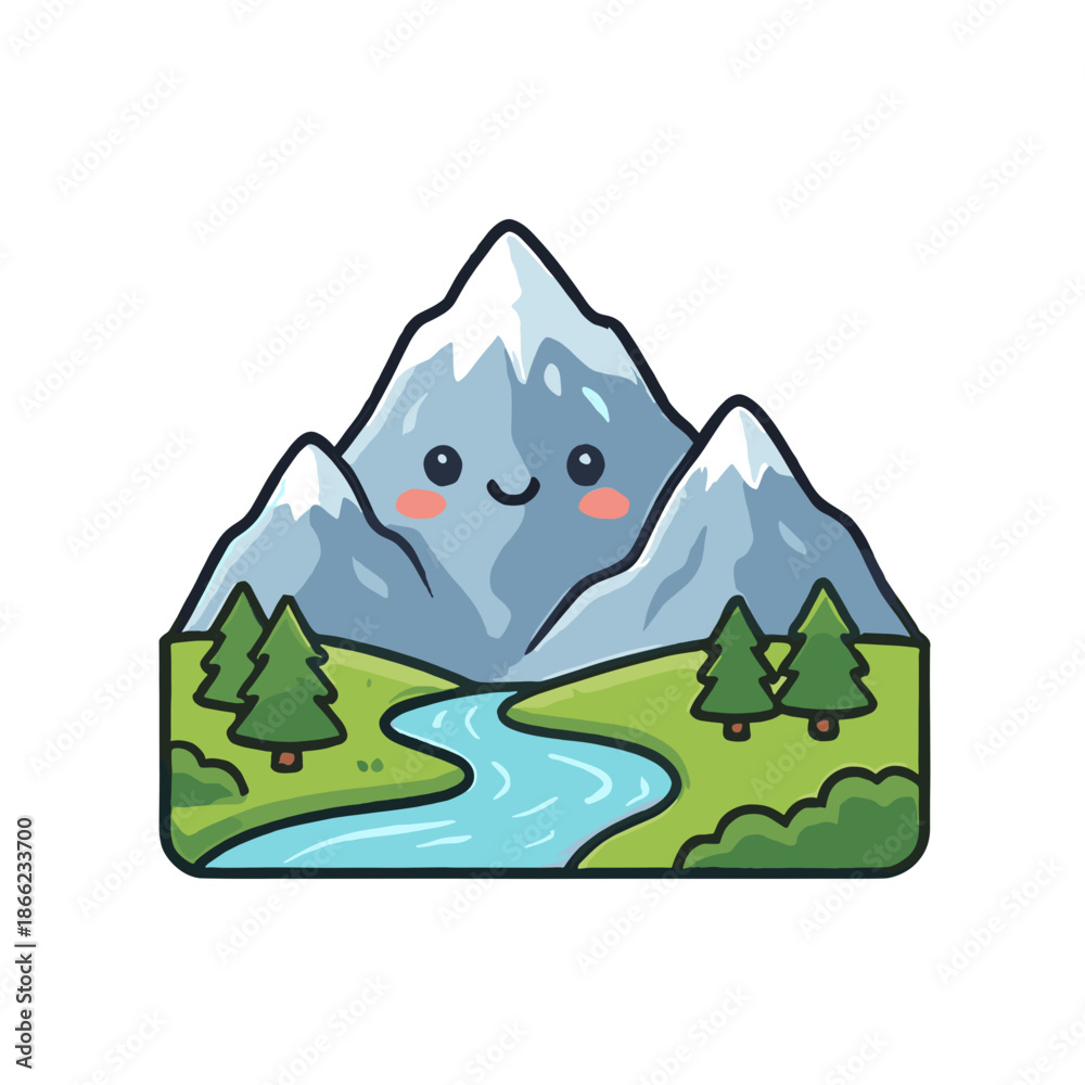 Cute Cartoon Mount Kailash Himalayas Home of Lord Shiva Vector ...