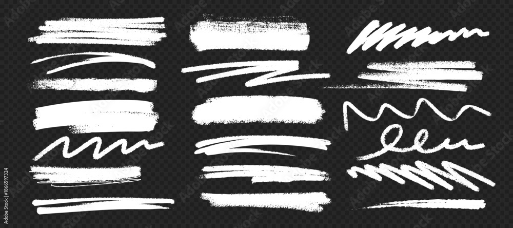 Hand drawn chalk and charcoal marks. Rough strokes and scribbles with ...