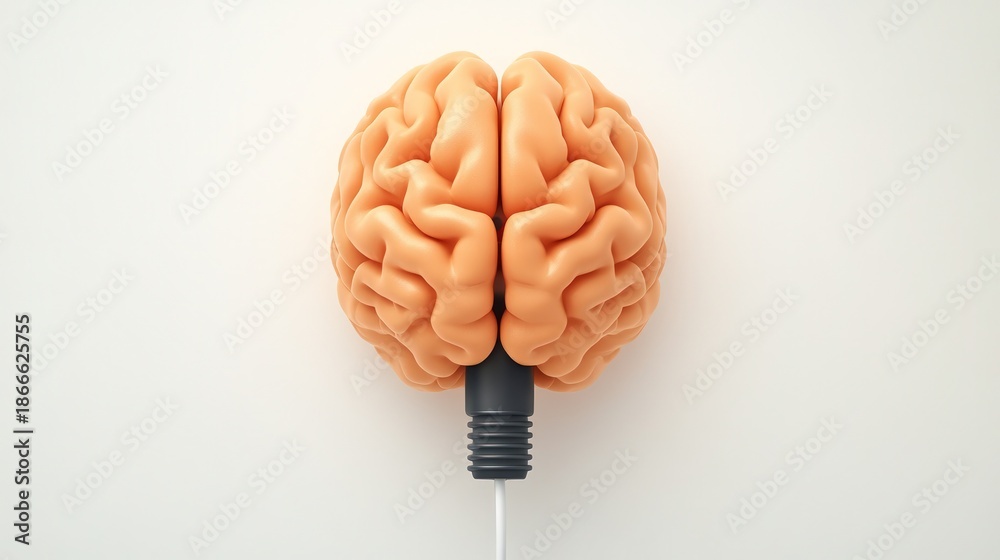 Human brain connecting directly to power plug, visualizing concepts of ...