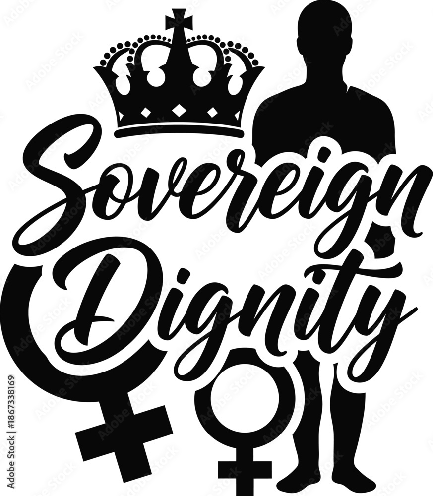 Sovereign Dignity Decorative Typography Vector Black Monochrome ...