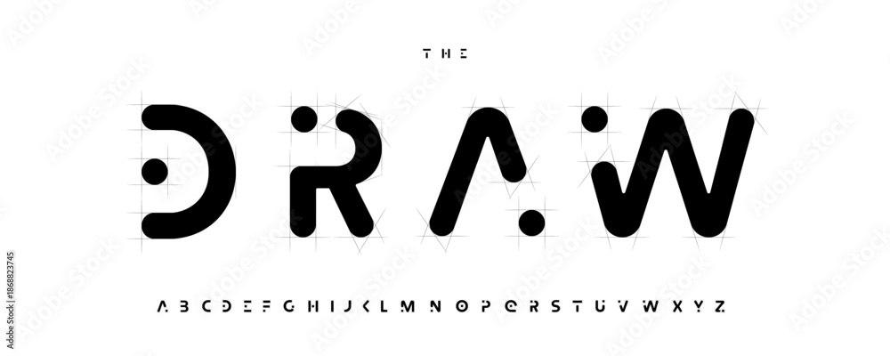Architect Draw Font Logo Alphabet Rounded Abstract Letters Set ...