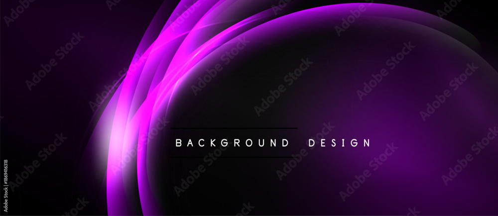Vector de Stock Abstract purple light curves over black background ...