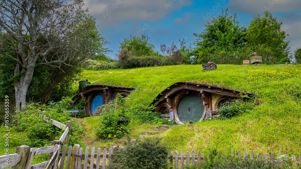MATAMATA- NEW ZEALAND -NOVEMBER -2- 2022: Hobbiton - movie set created ...