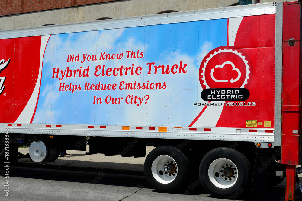 Hybrid battery powered electric large transport Delivery truck . 01.11. ...