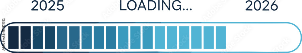 Stock-Vektorgrafik „2025 Loading To 2026 Progress Bar With Blue ...