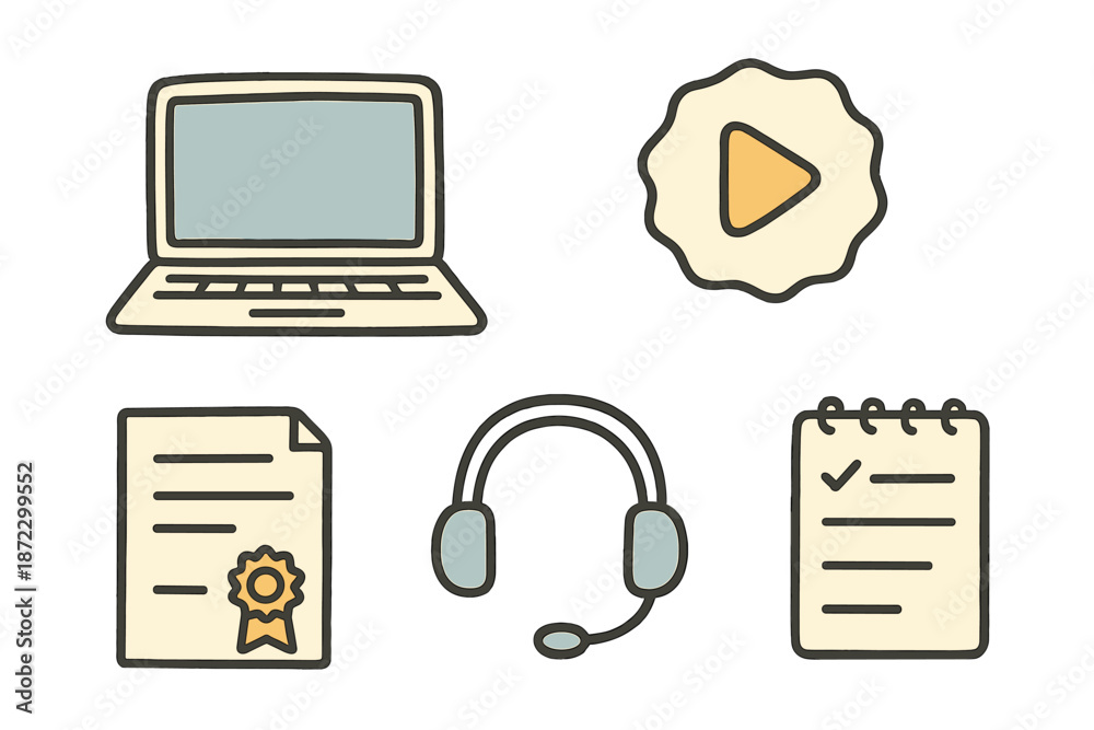 Digital tools for online learning and remote work support displayed on ...
