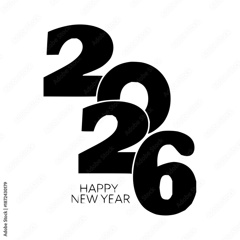 Image vectorielle Stock Happy New Year 2026 design with bold numbers ...