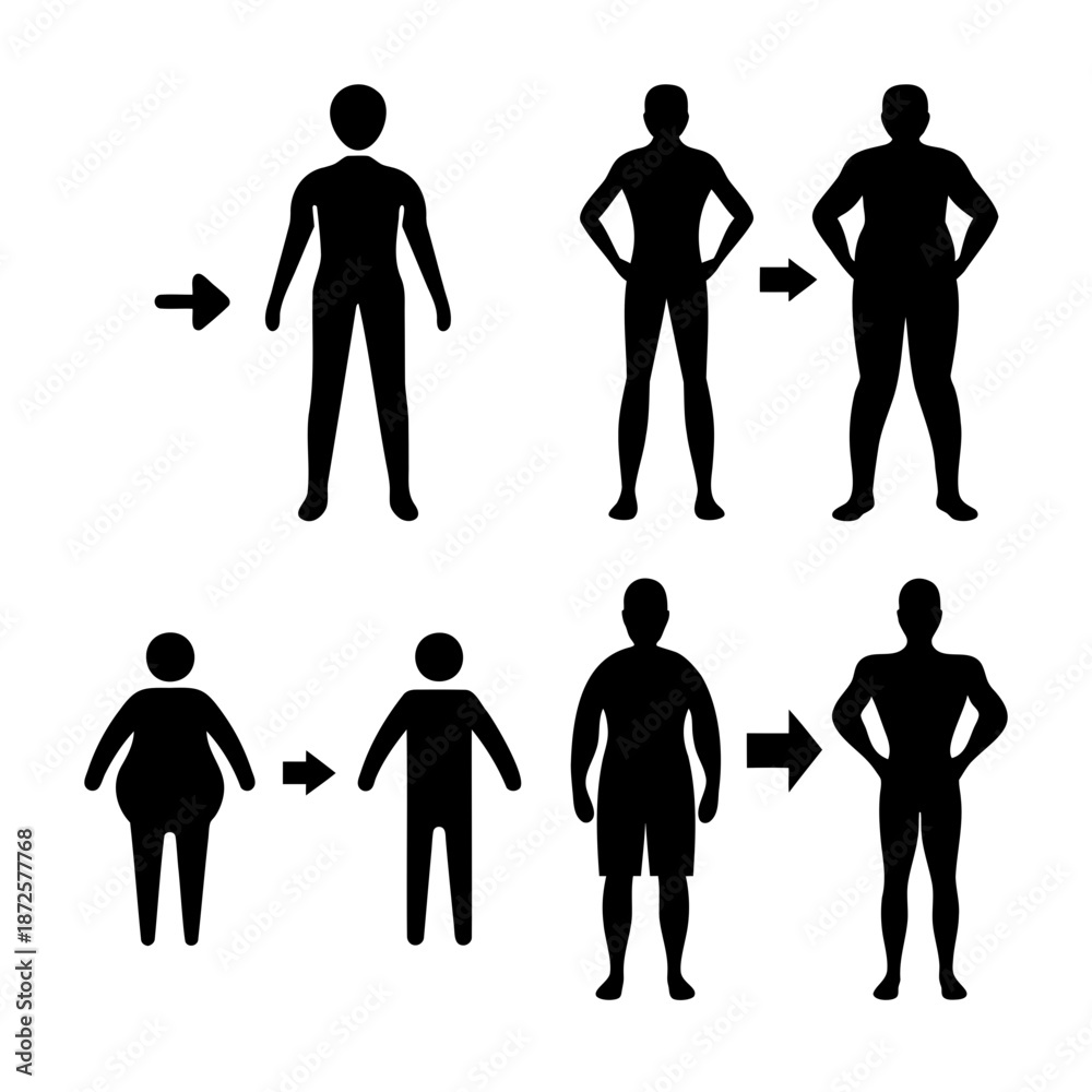 Visual representation of various body transformations related to weight ...