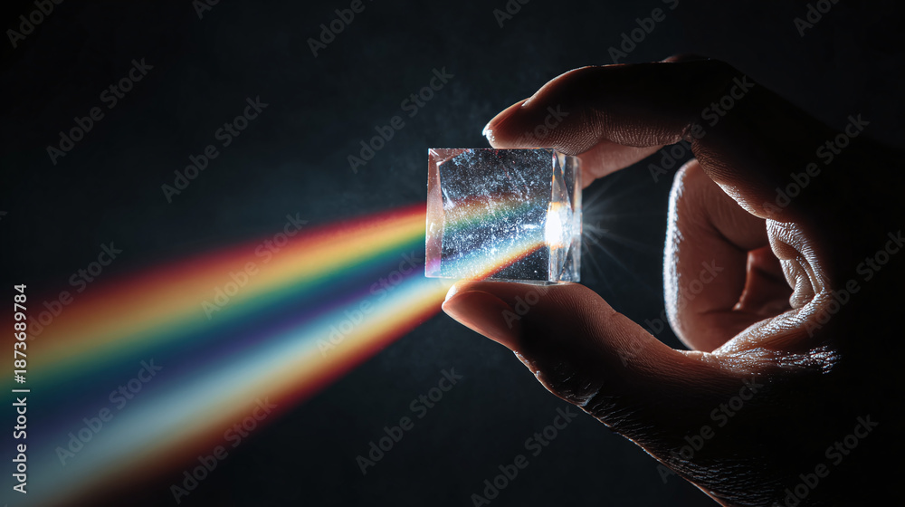 Capturing light refraction: The image captures a hand holding a prism ...