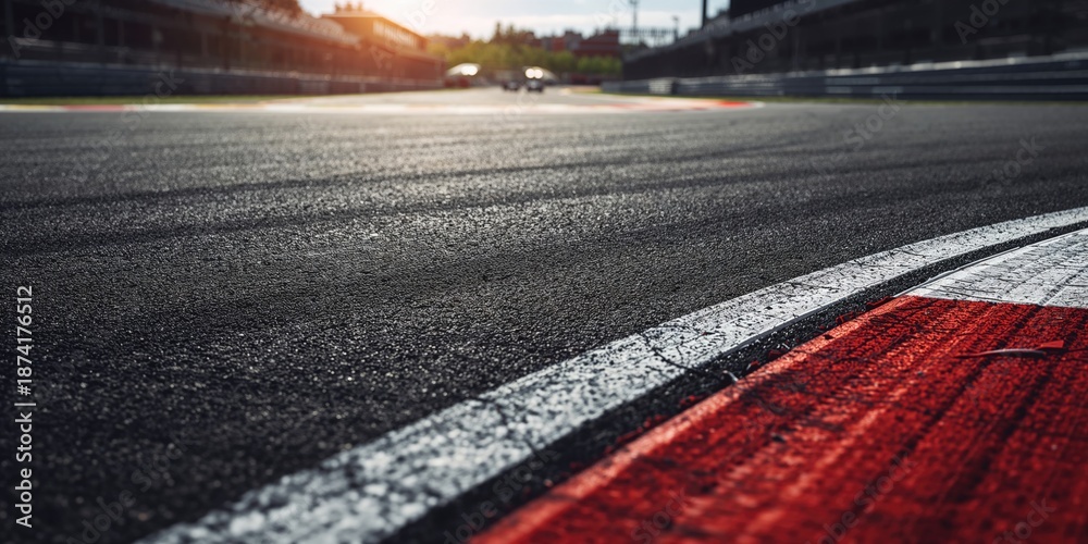 Street circuit with asphalt and curb markings used in professional ...