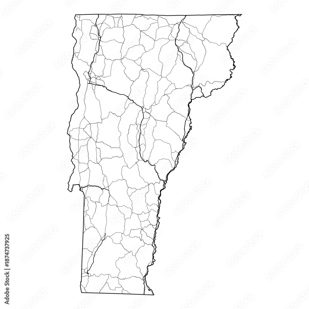 Vermont State Map Road Network Vector SVG Black Lines Wireframe ...