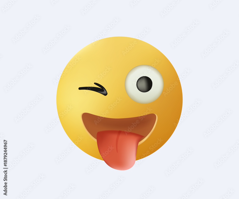Playful wink and tongue out emoji icon 3D vector illustration. Playful ...