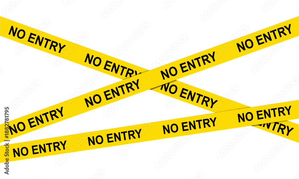 No entry restriction tape icon, crossed caution barrier symbol ...